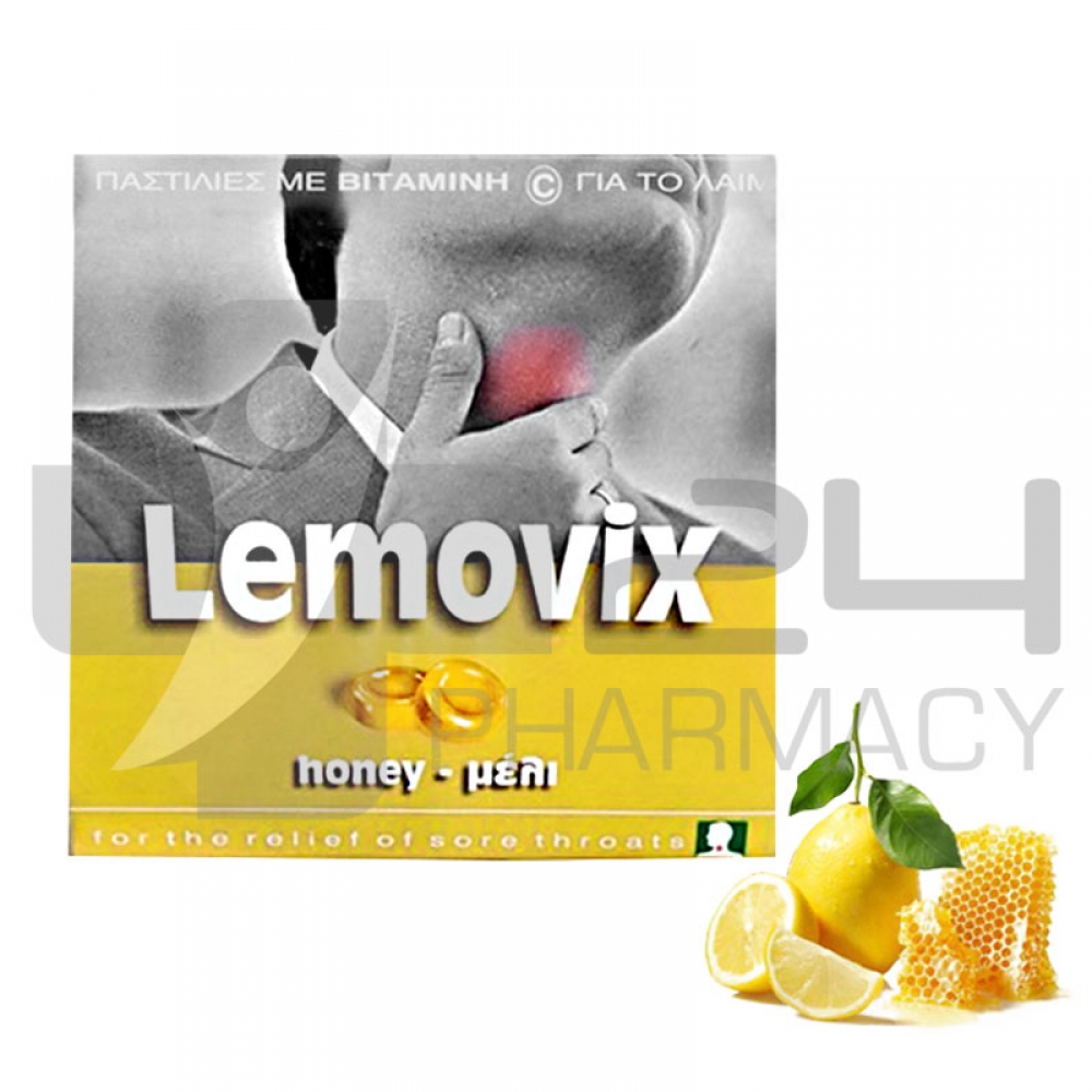 LEMOVIX ΠΑΣΤΙΛΙΕΣ ΛΕΜΟΝΙ & ΜΕΛΙ ΓΙΑ ΤΟ ΛΑΙΜΟ 40GR | 24pharmacy.gr