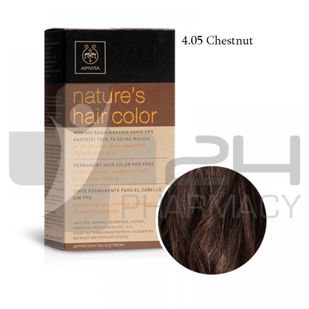 APIVITA NATURES HAIR COLOR 4.05 ΚΑΣΤΑΝΟ 50ML | 24pharmacy.gr